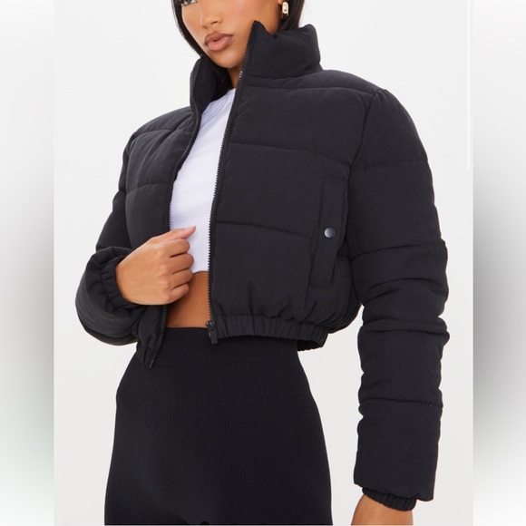 PrettyLittleThing | Jackets & Coats | Black Cropped Bubble Puffer Jacket | Poshmark